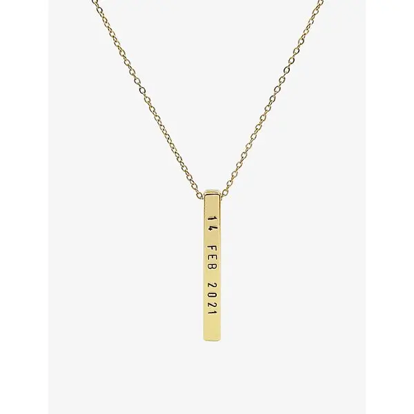 Littlesmith Personalised -Plated Vertical Bar Necklace Gold