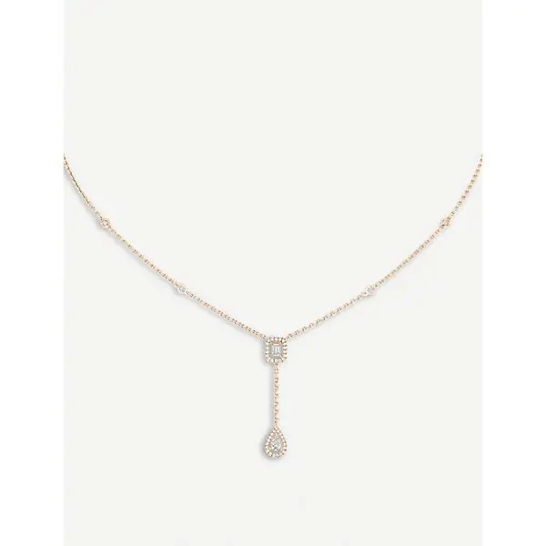 Messika My Twin 18ct Gold And Diamond Tie Necklace - Pink
