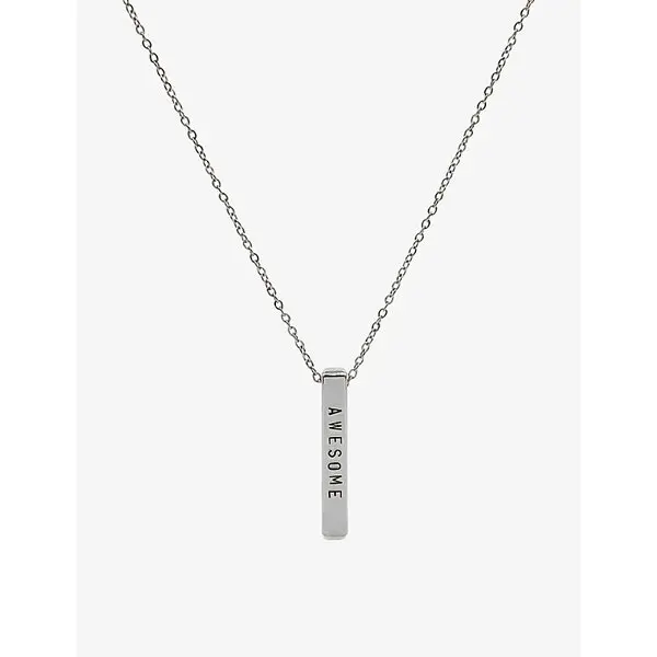 LITTLESMITH Personalized Vertical Bar Necklace - Silver