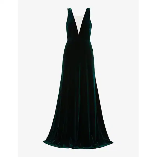 jenny yoo logan velvet maxi dress Jenny Yoo Logan V-Neck Velvet Gown - Emerald