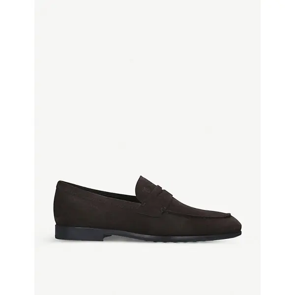 TOD'S Suede Penny Loafers - Dark Brown