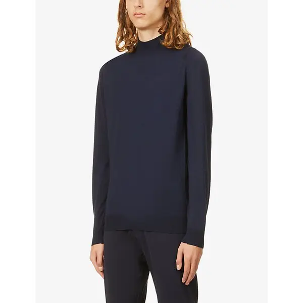 John Smedley Harcourt High-neck Wool Jumper - Midnight
