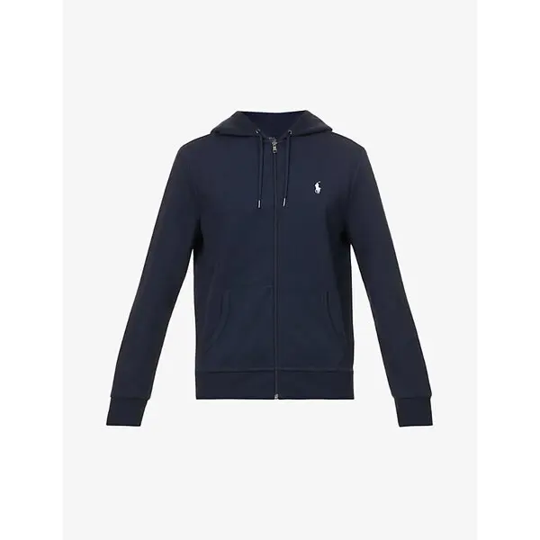 Ralph Lauren Long-sleeved Double-knit Relaxed-fit Jersey Hoodie - Aviator Navy