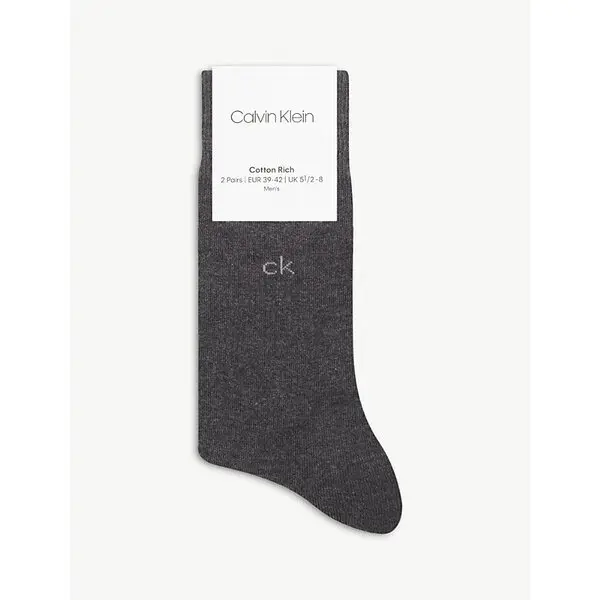 Calvin Klein Cotton-blend Socks Pack Of Two - Graphite