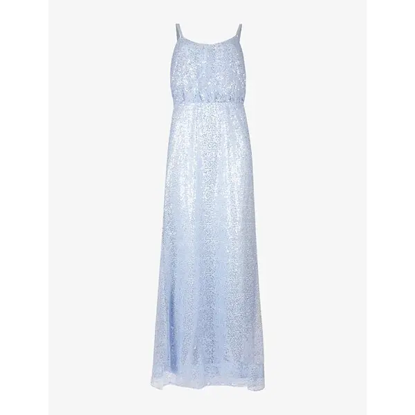 Chi Chi London Frances Scoop Neck Sequin-Embellished Tulle Midi Dress - Blue  | Editorialist