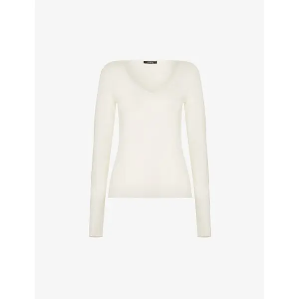 JOSEPH V-neck Silk-blend Knit Top - Ivory