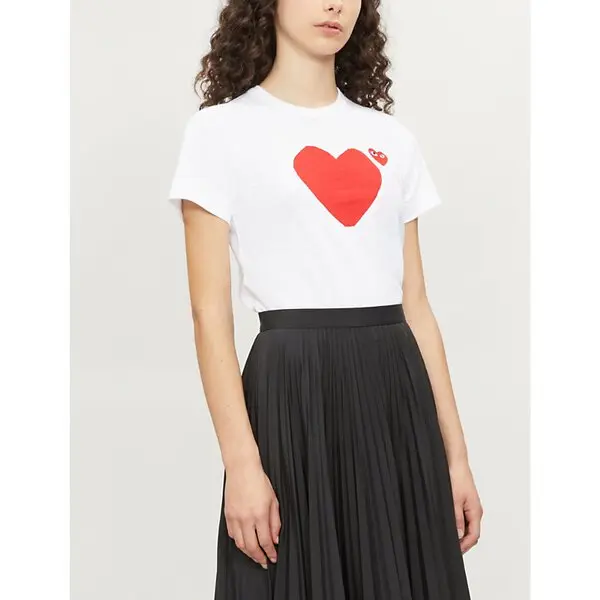 Play Comme Des Garcon Heart-appliquéd Cotton-jersey T-shirt