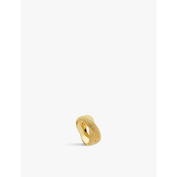 Monica Vinader Chain Cross Ring - Yellow Gold