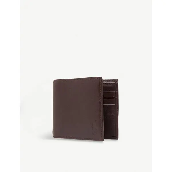 Ralph Lauren Pony-embossed Pebbled Leather Billfold Wallet - Brown