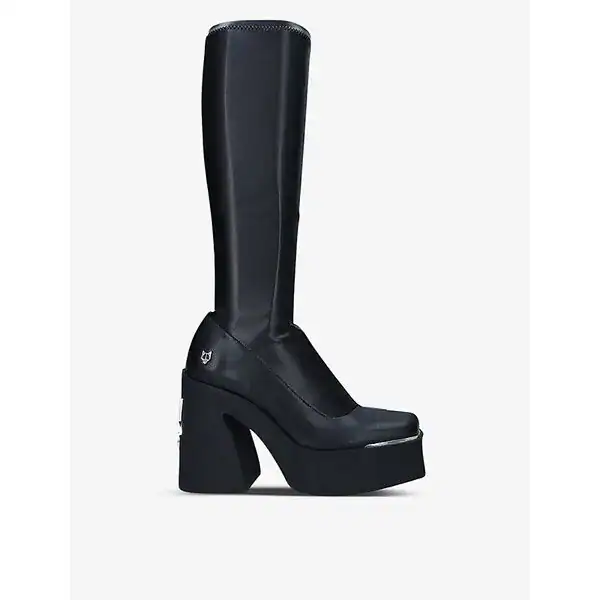 Naked Wolfe Impact Knee-Length Platform Boots - Black | Editorialist