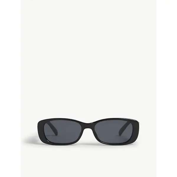 Le Specs Rectangular-frame Acetate Sunglasses - Mat Blk Coal Smoke Mono