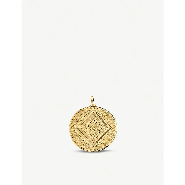 Monica Vinader Marie 18ct Yellow Vermeil And Sterling Silver Embossed Pendant - Gold