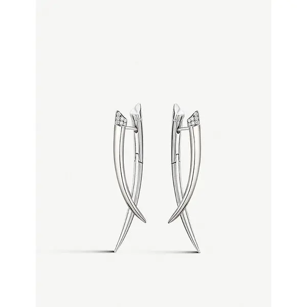 SHAUN LEANE Crossover Diamond Drop Earrings - Silver