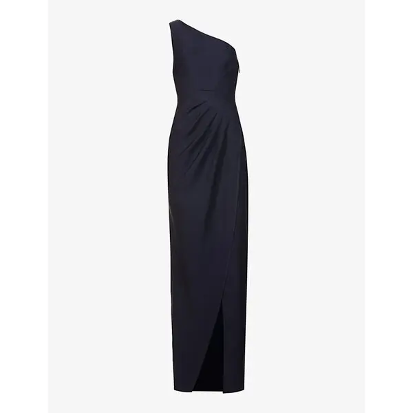 Chi Chi London One-Shoulder Satin Evening Dress - Navy | Editorialist