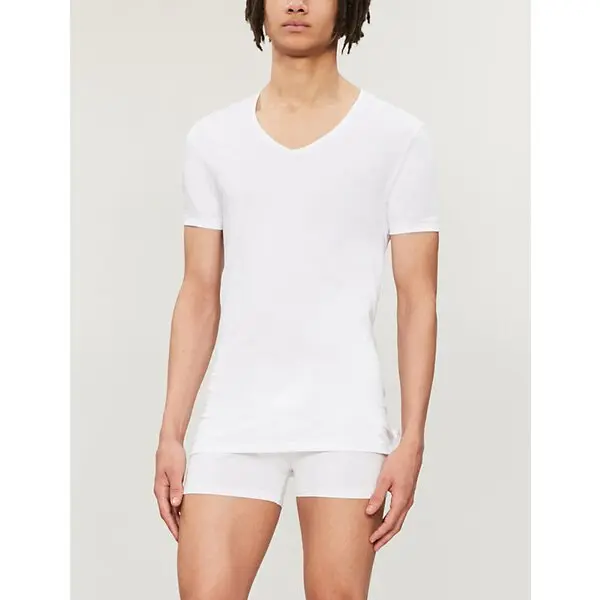 Derek Rose Jack V-neck Cotton T-shirt - White