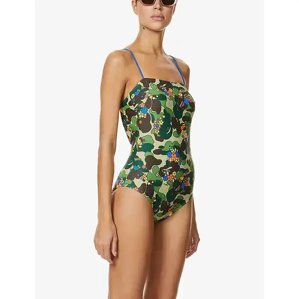 A Bathing Ape Abc Flower-Print Swimsuit - Green | Editorialist