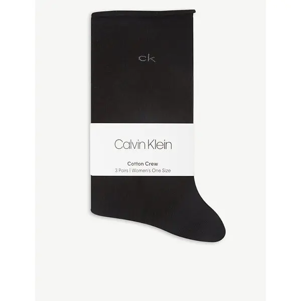 Calvin Klein Cotton-blend Socks Pack Of Three - 00 Black