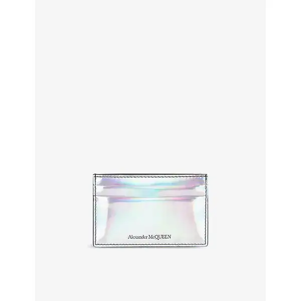 Alexander McQueen Holographic Leather Card Silver Editorialist