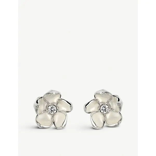 SHAUN LEANE Cherry Blossom Diamond Stud Earrings - Silver
