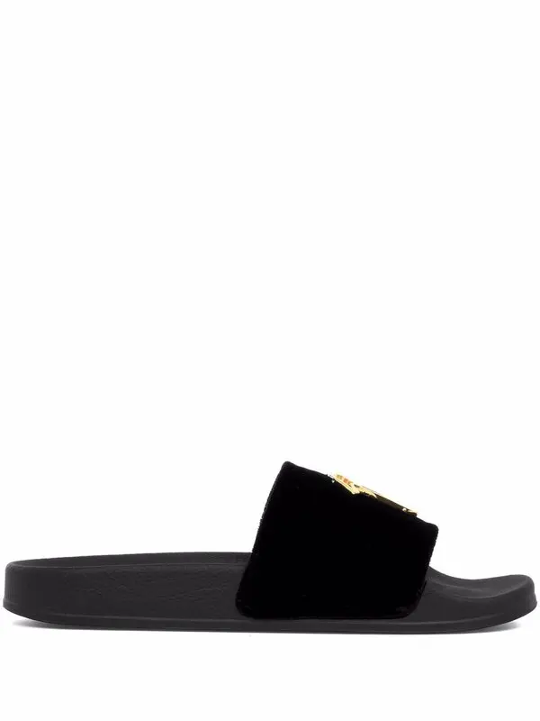 Giuseppe Zanotti Brett Velvet Slides In Black - 63% Off  display picture 3