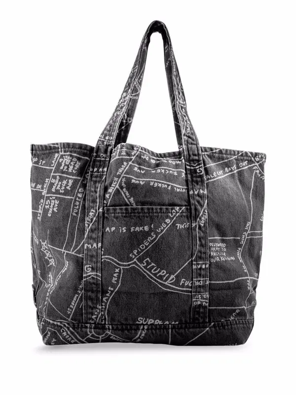 Supreme Gonz Map Denim Tote Washed Blue