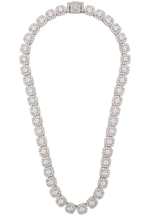 CERNUCCI Clustered Tennis 18kt White Gold Necklace - Silver