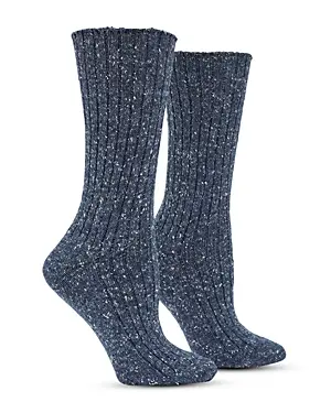 Hue Tweed Ribbed Boot Socks - Denim | Editorialist