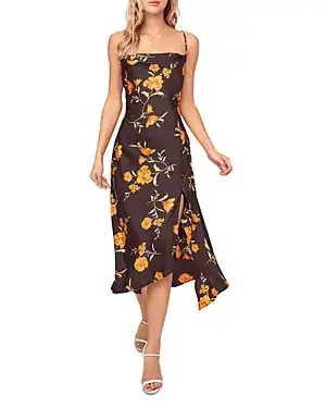 astr the label cowl slip midi dress ASTR the Label Gaia Floral Print Cowl Neck Sleeveless Slip Dress