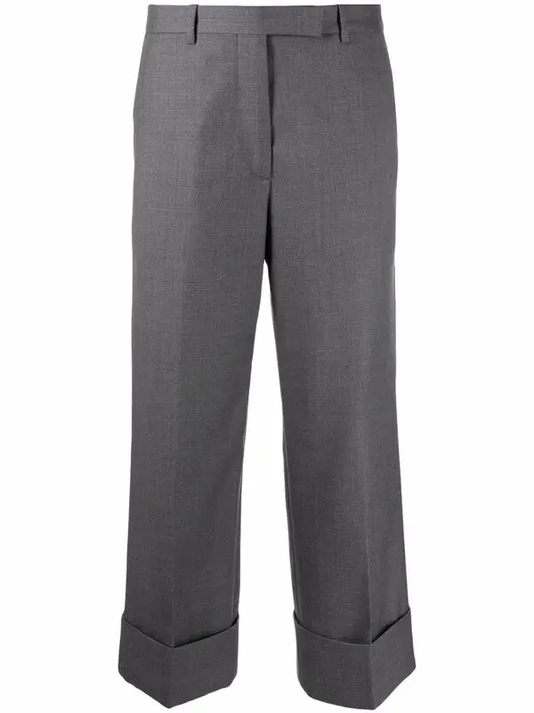 Thom Browne Cuffed-hem Cropped Trousers - Grey