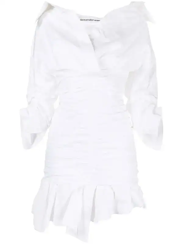 Alexander Wang Falling Off-Shoulder Dress In White - 51% Off | Editorialist