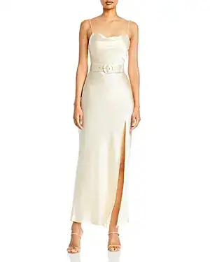 sachin and babi light blue dress Nicholas Simone Belted Silk Charmeuse Maxi Dress In Milk - 70% Off