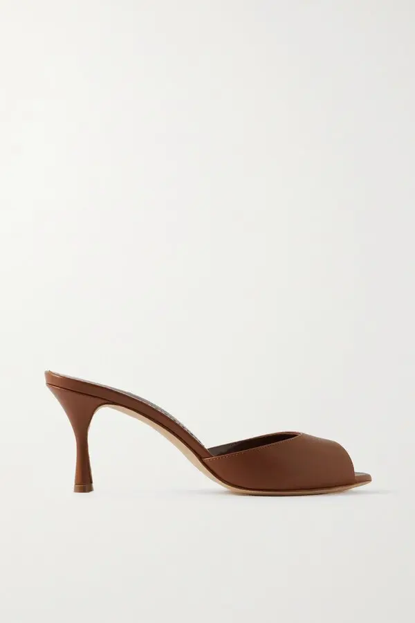 Manolo Blahnik Jada Leather Mules - Brown