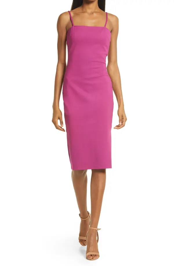 Lulus Paulina Square Neck Cocktail Sheath Dress - Purple | Editorialist