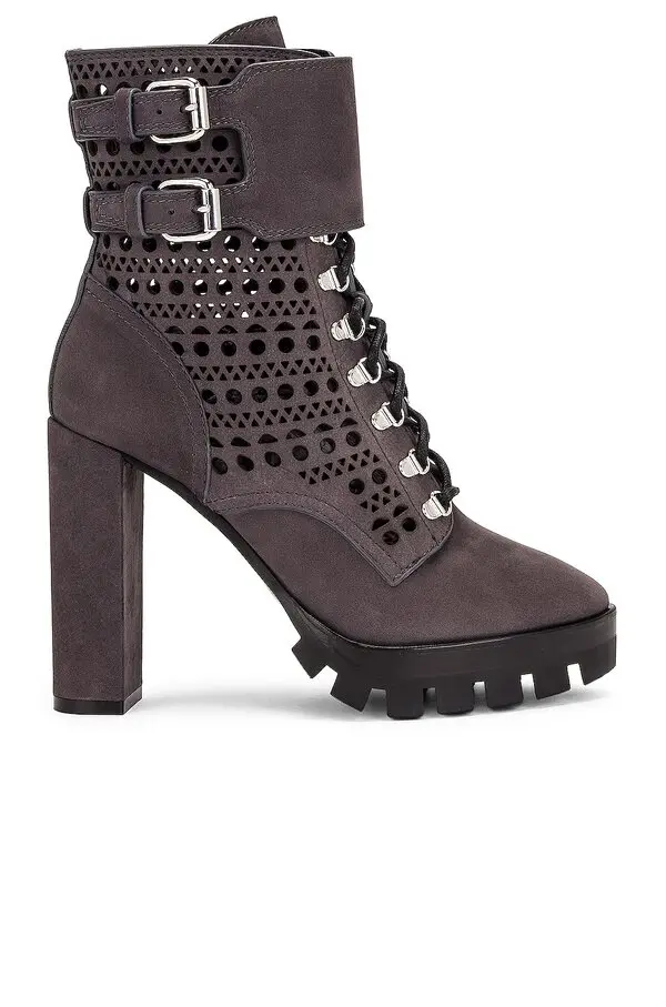 Alaïa Perforated Military Boots - Cendre