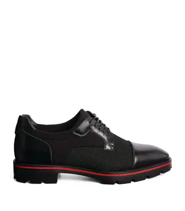 Christian Louboutin Men\'s Mike Sky Black Lace-Up Knit & Leather Derby Shoes 41.5 Christian Louboutin Mika Sky Leather Derby Shoes - Black  main image 3