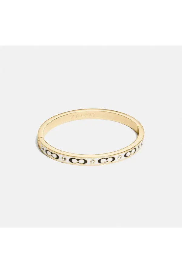 Coach Signature Stone Hinged Bangle - Gold | Editorialist