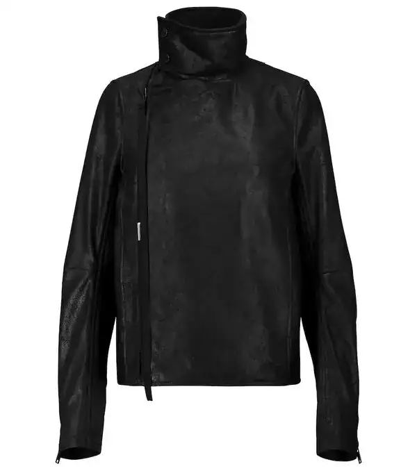 Ann Demeulemeester Yannick Asymmetric Leather Jacket In Black - 50