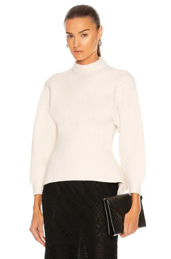 Alaïa Fitted Sculpted Long Sleeve Sweater - Ivoire