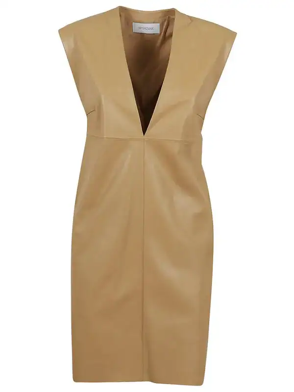 Sportmax Cabina Leather Dress - Cammello | Editorialist