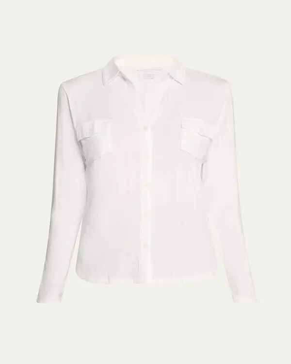 Majestic Filatures Soft Touch Button-down Shirt With Pockets - Noir