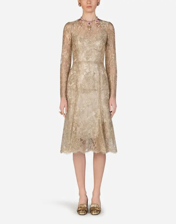 chinese dress ladies 1990s Dolce & Gabbana Black Sheer Rayon Blend Lace Sleeveless Dress with Gold Back Zipper main image 1