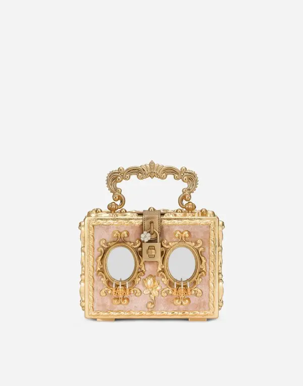 Dolce & Gabbana Calfskin Dolce Box Bag With Rhinestone And Mirrored Detailing
