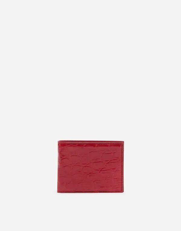 Dolce & Gabbana Bifold Wallet In “fianchi Cocco” Crocodile Skin - Red