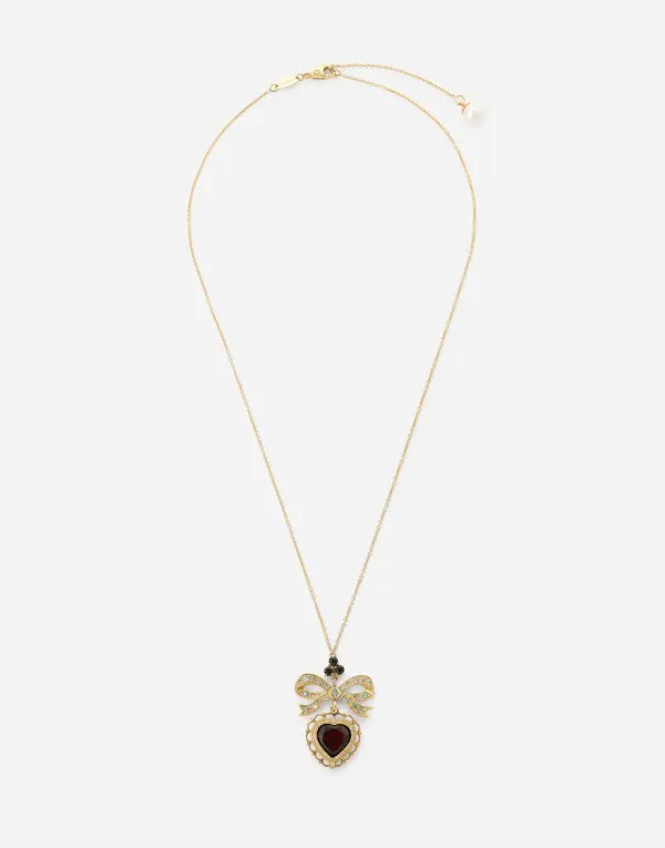 Dolce & Gabbana Heart Pendant Necklace With Garnet And Sapphires