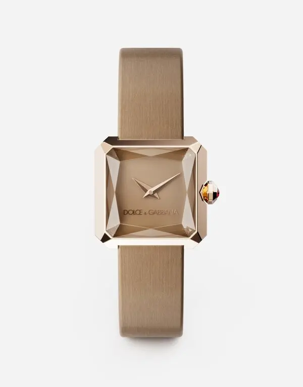 Dolce & Gabbana Gold Watch With Silk Strap - Beige
