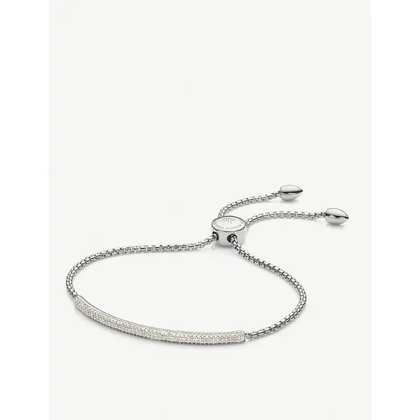 Monica Vinader Fiji Mini Bar Diamond And Sterling Silver Bracelet - One-color
