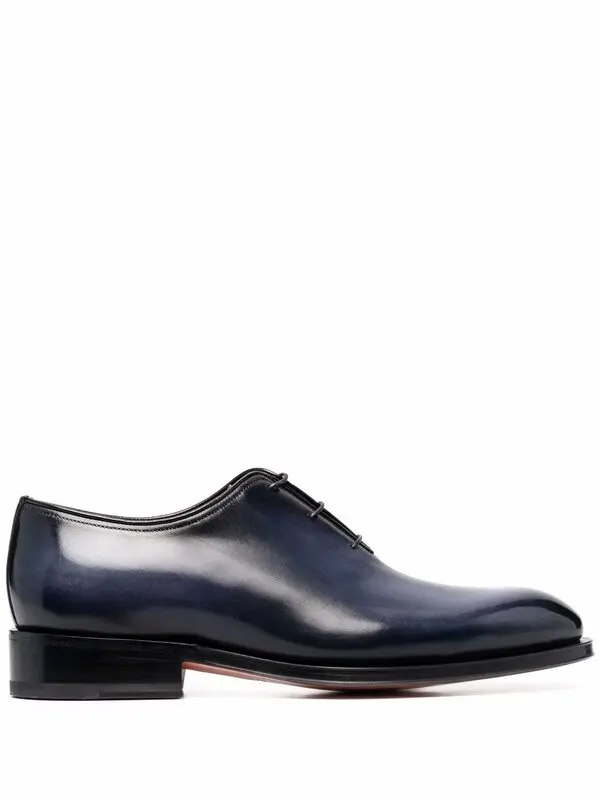 Santoni Lace-up Leather Derby Shoes - Blue