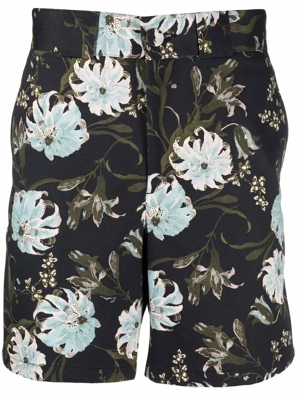 Erdem Floral-print Chino Shorts - Black