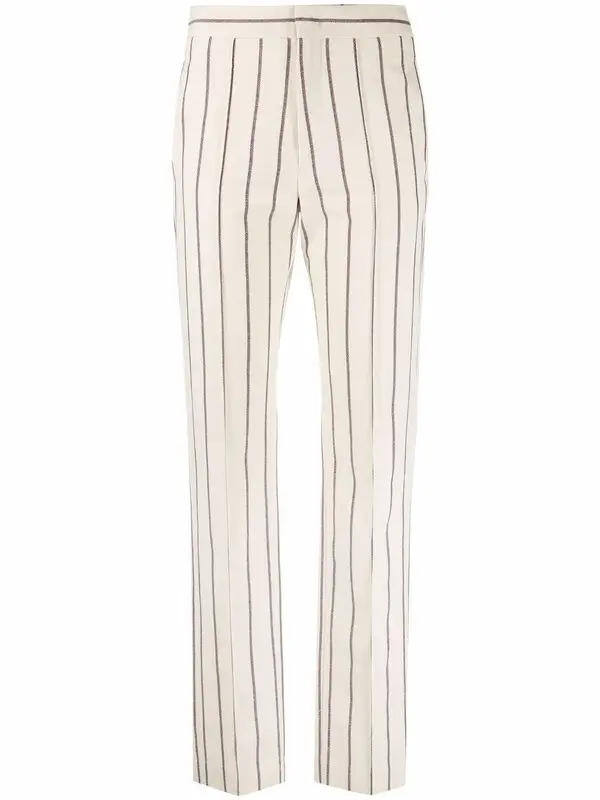 Isabel Marant Stripe-print Slim-fit Trousers - Neutrals