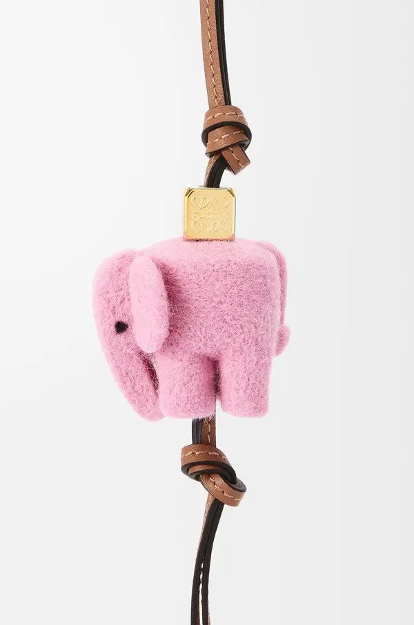 Loewe Elephant Charm In Felt And Leather Skin - Candy
